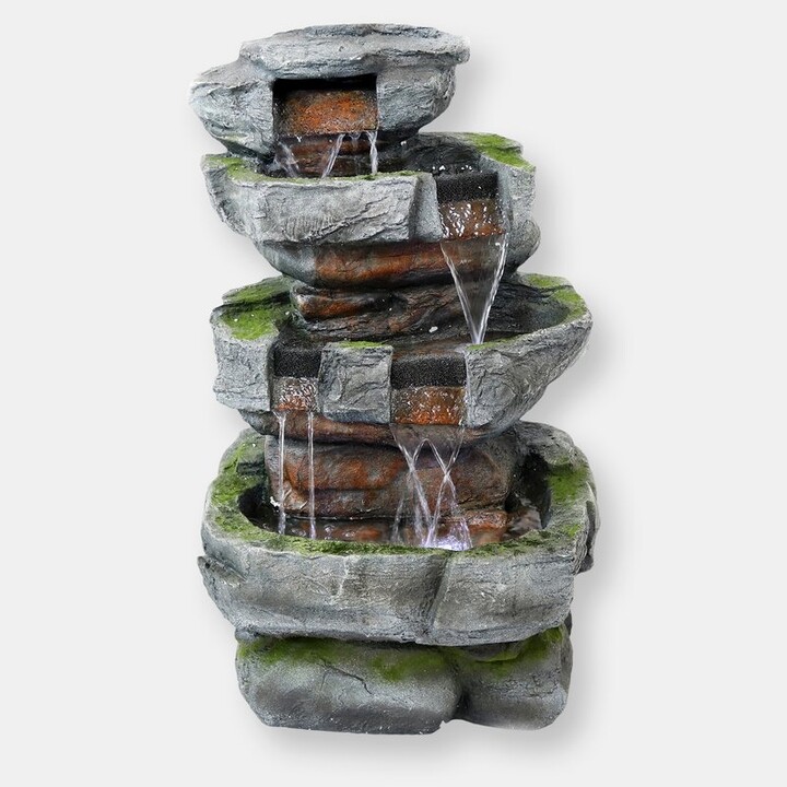 Sunnydaze Decor Outdoor Water Fountain 31" With Led Lights Garden Yard ...