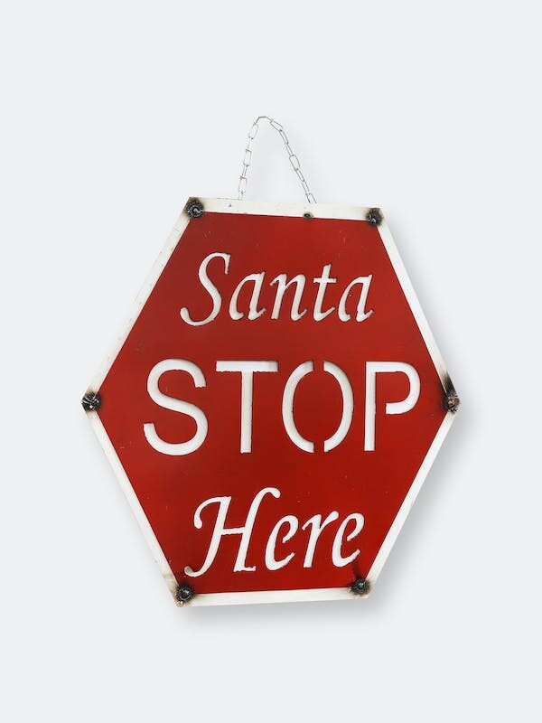 Sunnydaze Decor Sunnydaze Indoor/Outdoor Metal Christmas Santa Stop ...