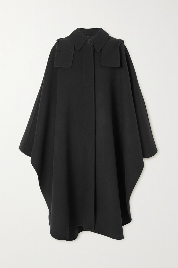 Chloé Hooded Wool And Cashmere-blend Poncho - Black - ShopStyle Capes