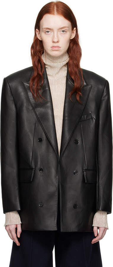 Recto Black Victor Faux-Leather Blazer - ShopStyle