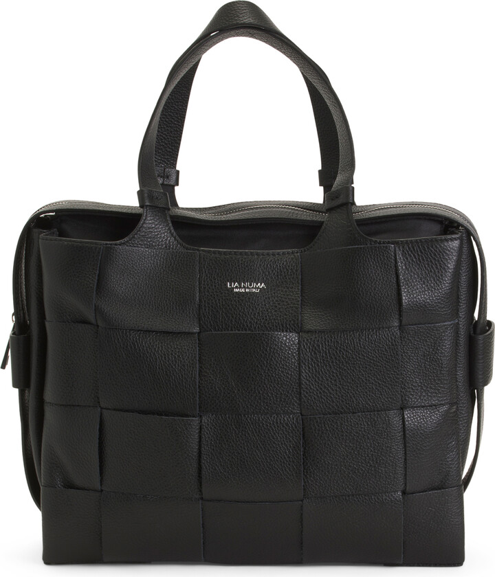 Lia Numa Made In Italy Leather Woven Triple Entry Satchel - ShopStyle ...