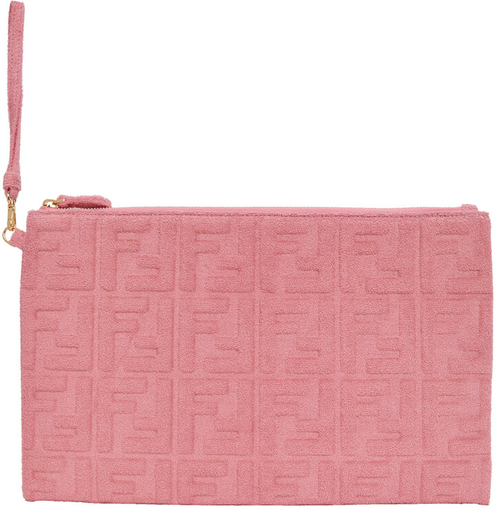 Fendi Pink Terrycloth Large 'Forever Fendi' Pouch - ShopStyle Bags