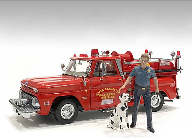 "Firefighters" Fire Dog Training Figures (Trainer and Dog) for 1/18 ...
