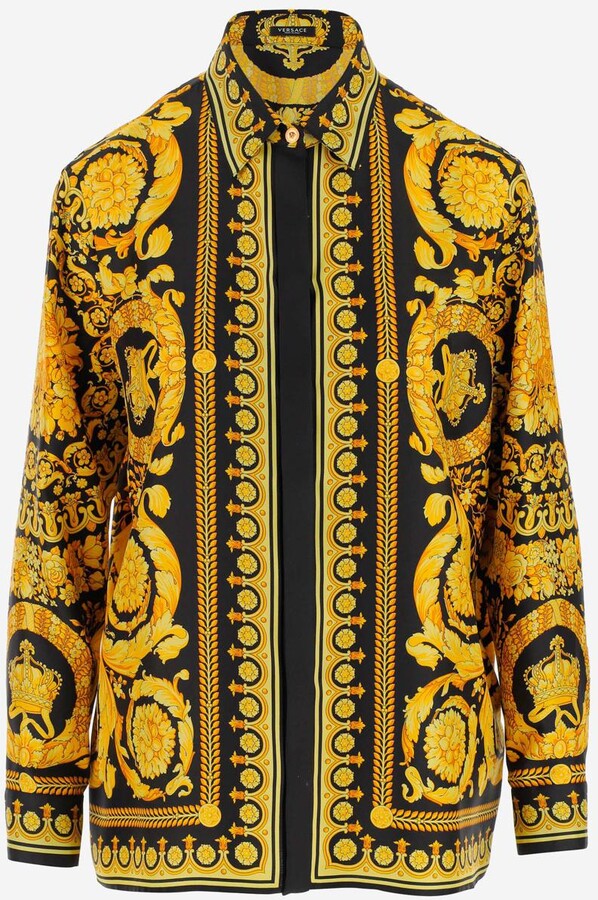 Versace Silk Shirt With Baroque Pattern - ShopStyle Long Sleeve Tops