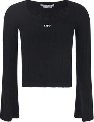 Off-White Logo Print Ribbed Top - ShopStyle