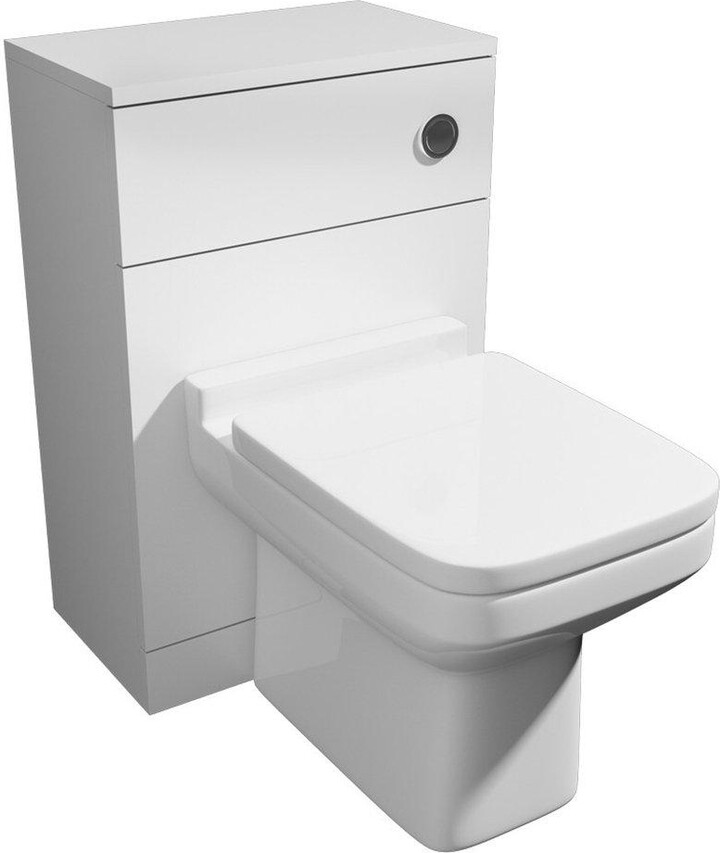 Clifton White 50cm WC Unit Set Includes Square Toilet Seat and Matching ...