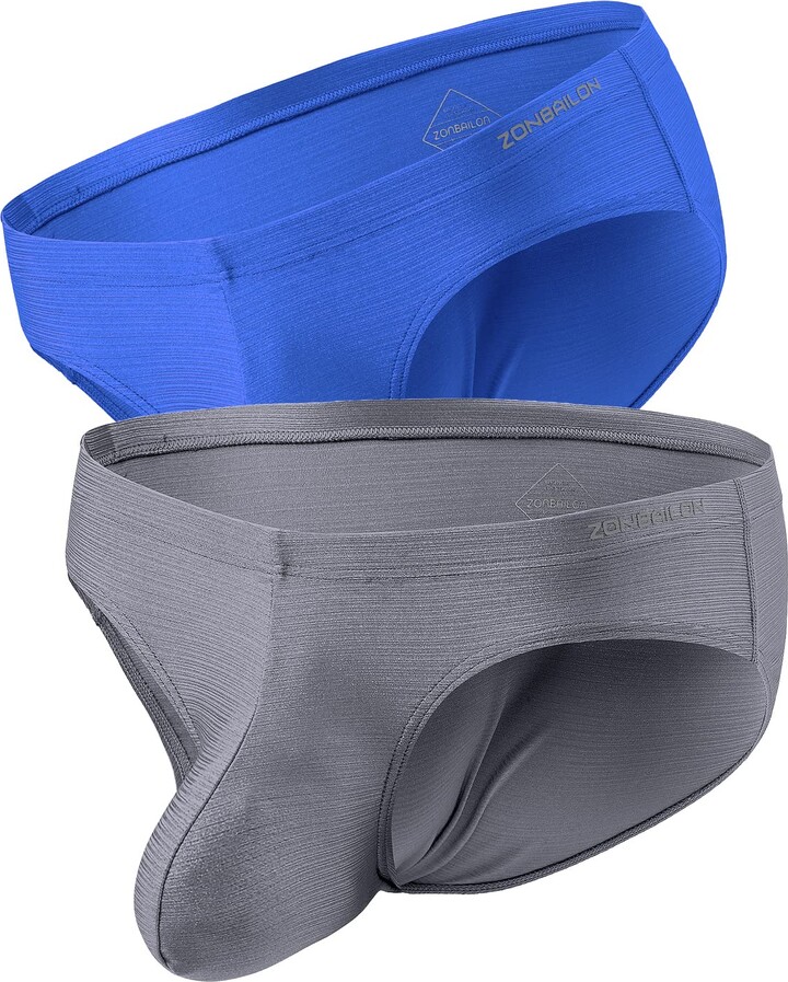 BIATWOWR Mens Pants Underwear Multipack Briefs Ice Silk Sexy Bulge Ball ...