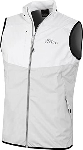 Oscar Jacobson Mens Rolfe Tour Golf Gilet - Lunar Grey/White - XL ...