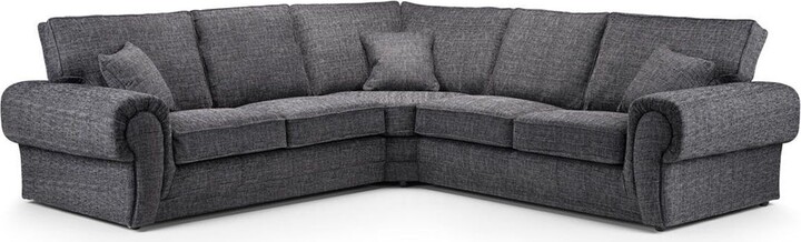 Furnishings For Less UK Wilcot Grey Fabric 5 Seater Corner Sofa L Shaped Corner Sofa High Back ...