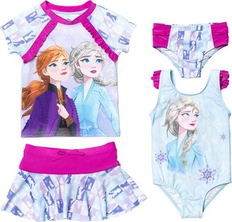 Disney Frozen Elsa Anna Toddler Girls Swimsuit Set: Rash Guard Bikini ...