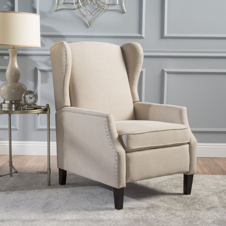Contemporary Home Living 40" Beige and Brown Traditional Wingback ...