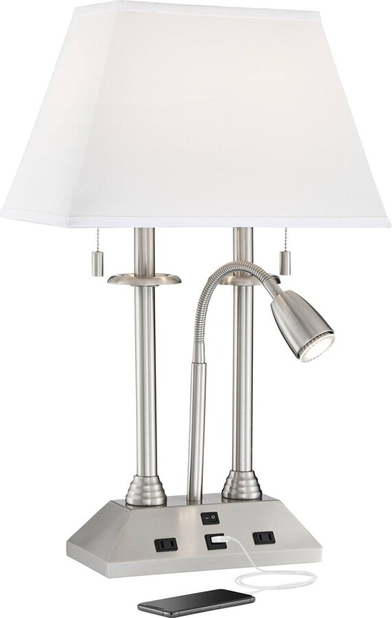 Possini Euro Design Modern Desk Lamp with USB and AC Power Outlet in ...