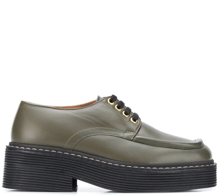 Marni Square-Toe Lace-Up Shoes - ShopStyle Oxford Flats