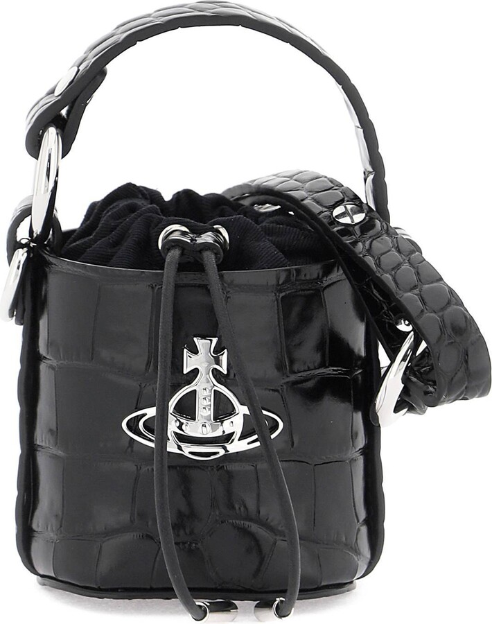 Vivienne Westwood embossed crocodile leather daisy mini bucket - ShopStyle Shoulder Bags