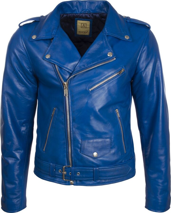 Aviatrix Men's Belted Biker Jacket in Real Cow Leather or Real ...