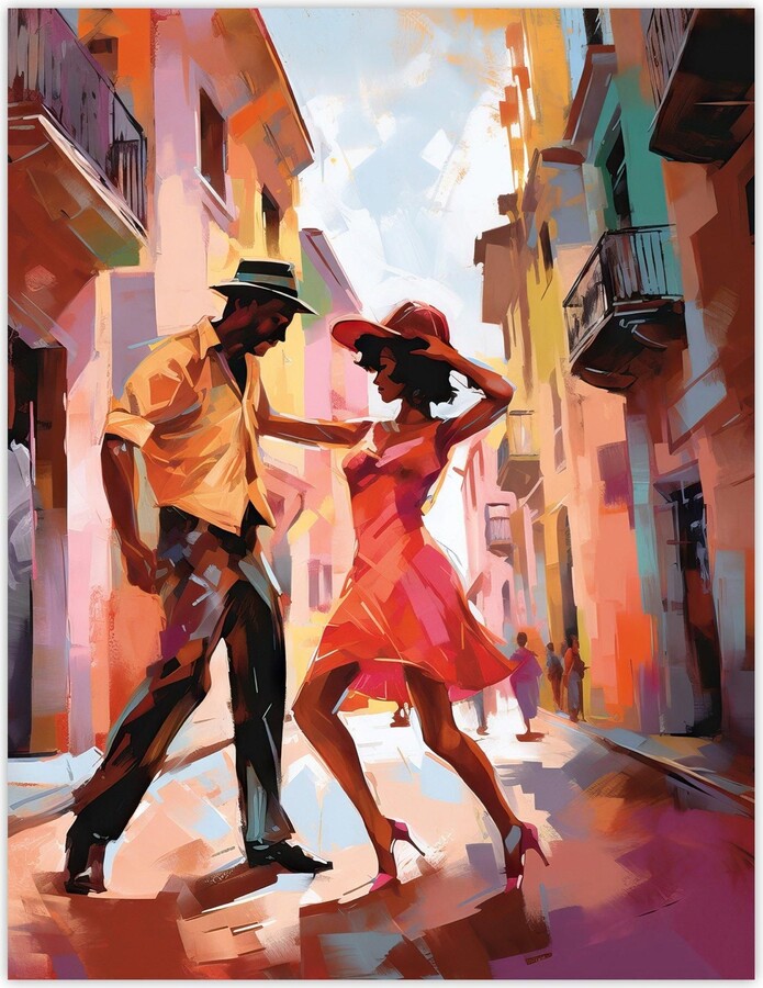 Artery8 Wall Art Print Salsa Street Dance Mambo Colourful Dancing Painting Rhythm Body Energy ...