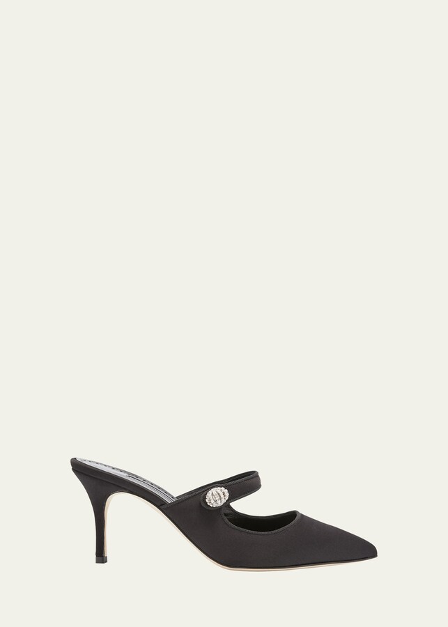 Manolo Blahnik Satin Mary Jane Stiletto Mules - ShopStyle