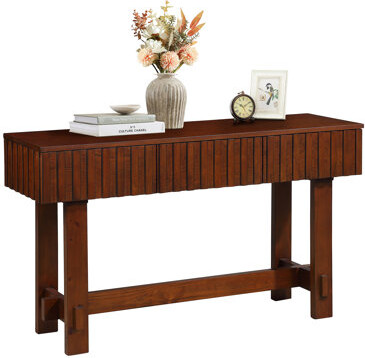 Ophelia & Co. 52 Inch Sofa Table With Storage Drawers, Mid Century ...