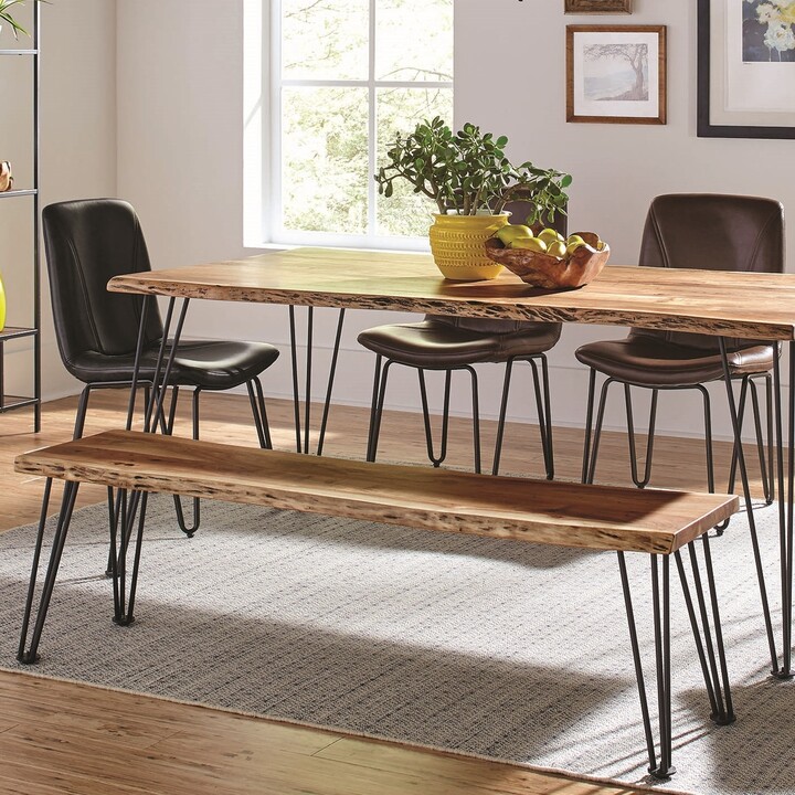 Natural Acacia Solid Wood Live Edge Design Dining Bench - ShopStyle