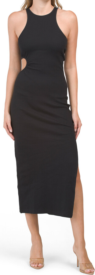 French Connection Sleeveless Ribbed Midi Dress With Side Cut Outs ...