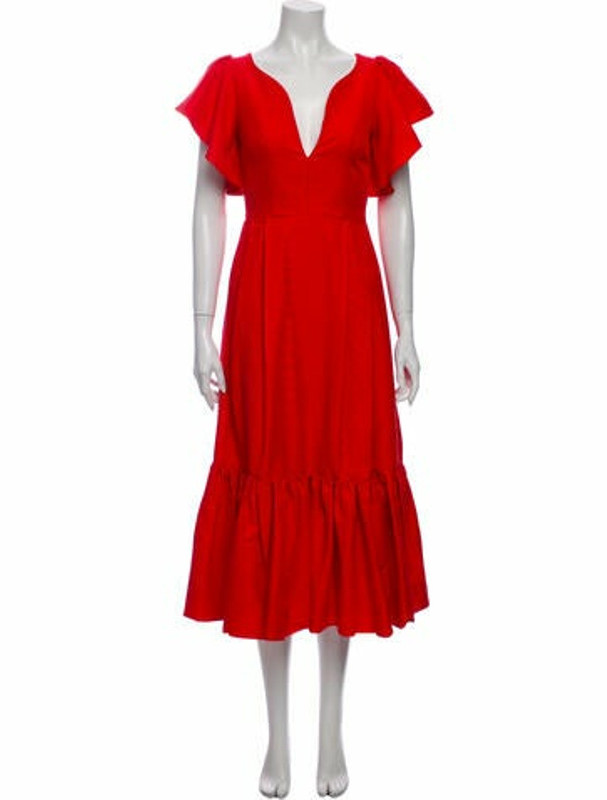 Marissa Webb V-Neck Long Dress Red - ShopStyle