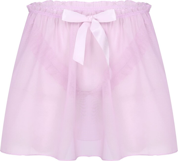 iiniim Men's Lingerie Lace Waist Sissy Skirted Thong Panties Sheer ...