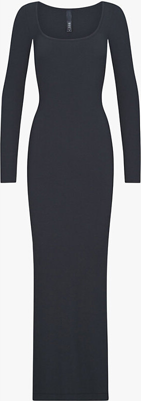 SKIMS kims Womens Graphite oft Lounge coop-neck tretch-jersey Maxi ...