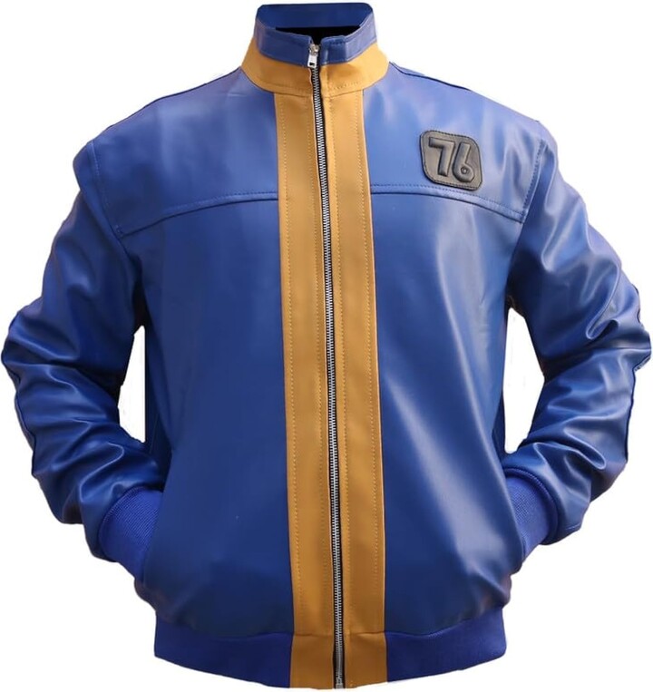Litswear Vault Fall out 76 Jacket - Blue Faux Leather 76 Vault Biker ...
