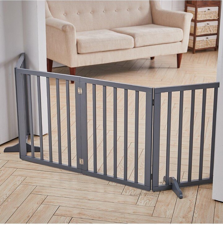 Living and Home Wooden Foldable Freestanding 4 Panel Pet Gate - ShopStyle