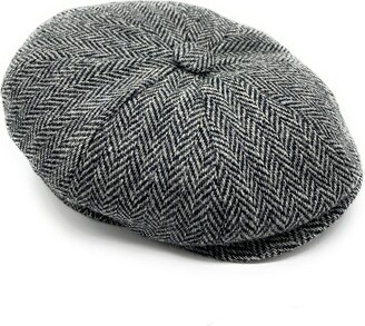 Highland Tweed Gents Harris Tweed Charcoal Herringbone Baker Boy Shelby ...