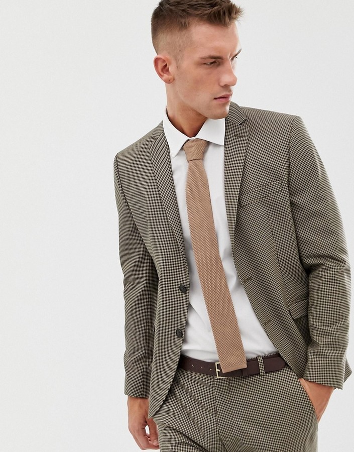 Selected slim fit dog tooth suit jacket - ShopStyle