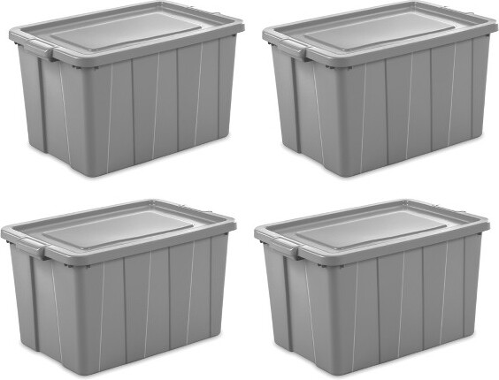 Sterilite Tuff1 30 Gallon Plastic Storage Tote Container Bin w/ Lid (4 ...
