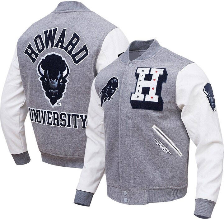Men's Pro Standard Gray Howard Bison Classic Wool Full-Zip Varsity ...