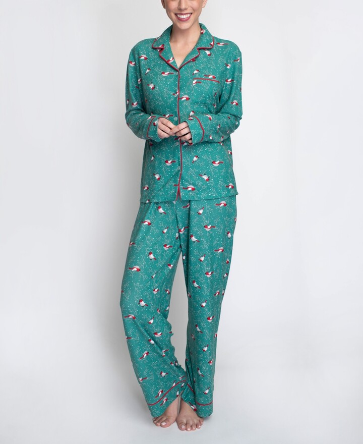 White Orchid Plus Size Butter Knit Holiday Cardinal Pajama Set, 2 Piece ...