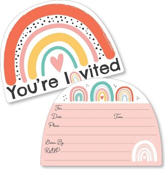 Big Dot of Happiness Hello Rainbow - Shaped Fill-In Invitations - Boho ...