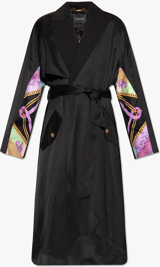 Versace Satin Coat - Black - ShopStyle