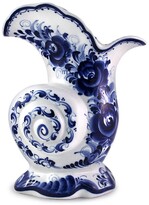 Gzhel Sea Shell 8.6" Blue and White Porcelain Vase - ShopStyle