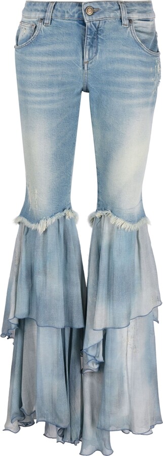 Blumarine Flared Ruffle-Trimmed Jeans - ShopStyle