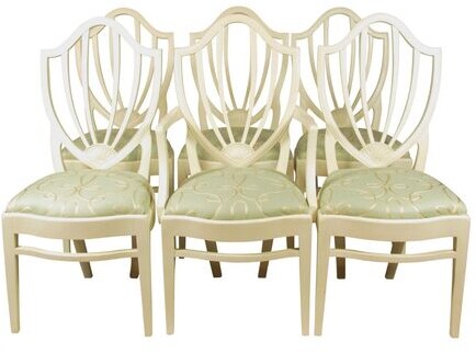 Shield-Back Dining Chairs - Set/6 - The Barn at 17 Antiques - White ...