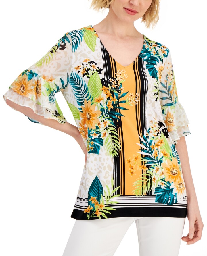 JM Collection Women's Tropical Light Top, Created for Macy's - ShopStyle
