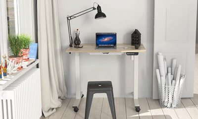 Inbox Zero 40-Inch Mobile Electric Height Adjustable Sit To Stand Desk ...
