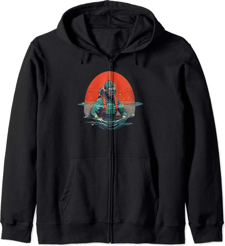 Ralph Graf Dive Diver Sunset Sea Ocean Adventure Zip Hoodie - ShopStyle ...