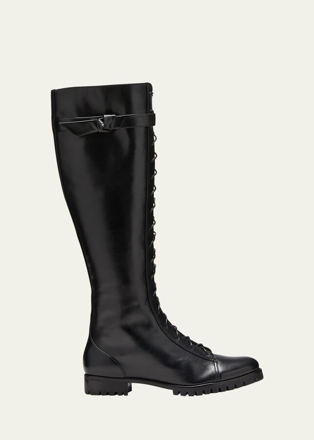 Alexandre Birman Evelyn Knee-High Leather Combat Boots - ShopStyle
