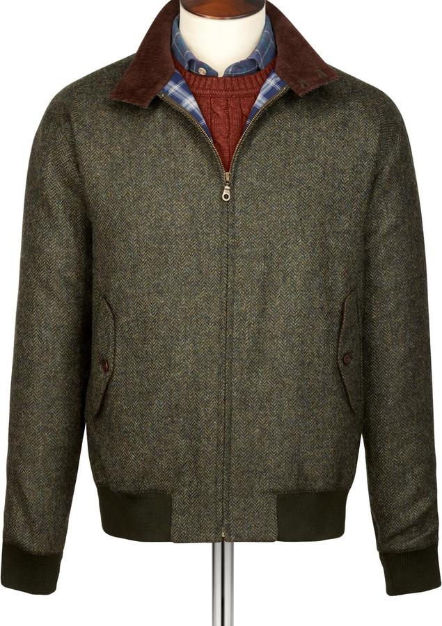 Charles Tyrwhitt Khaki tweed Harrington jacket - ShopStyle Outerwear