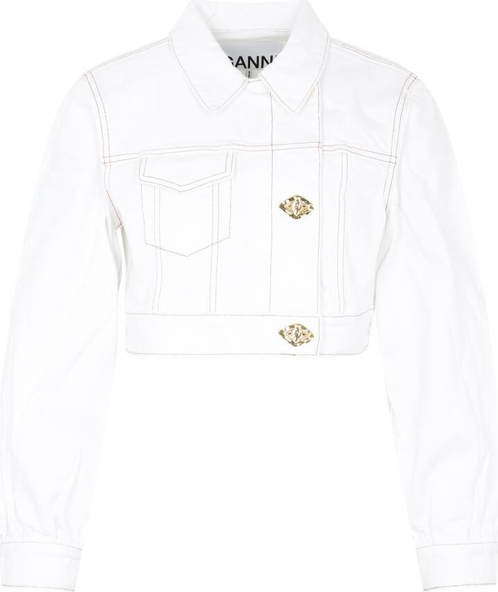 Ganni Denim Cropped Trucker Jacket - ShopStyle