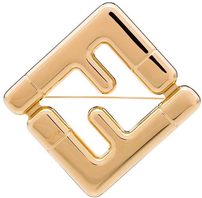 Fendi FF logo brooch - ShopStyle Pins