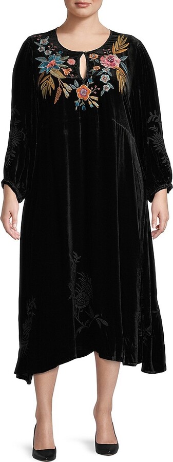 Johnny Was, Plus Size Bianca Velvet Midi Dress - ShopStyle