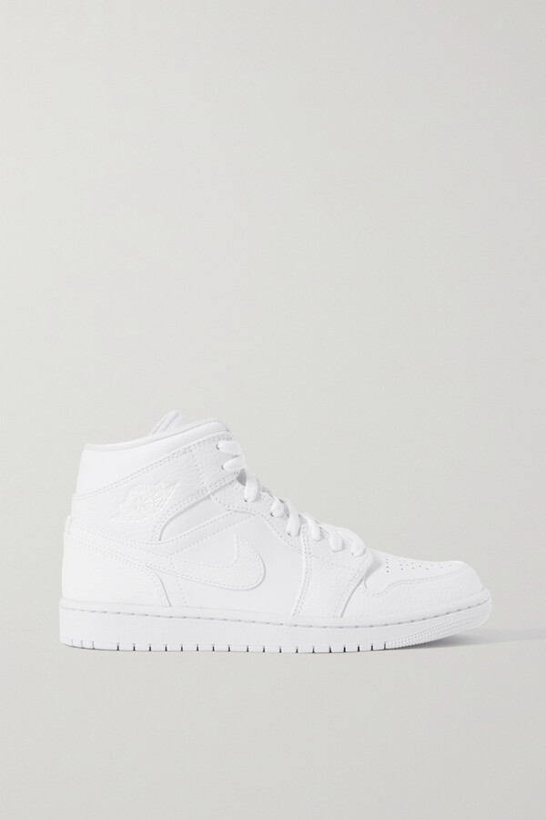 Nike Air Jordan 1 Mid Leather And Faux Textured-leather Sneakers ...