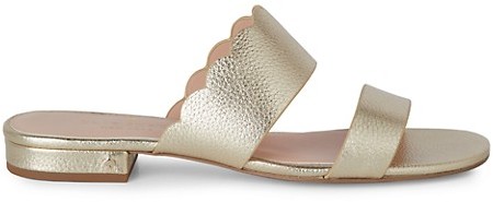 Kate Spade Fetty Flat Scallop Metallic Leather Sandals - ShopStyle