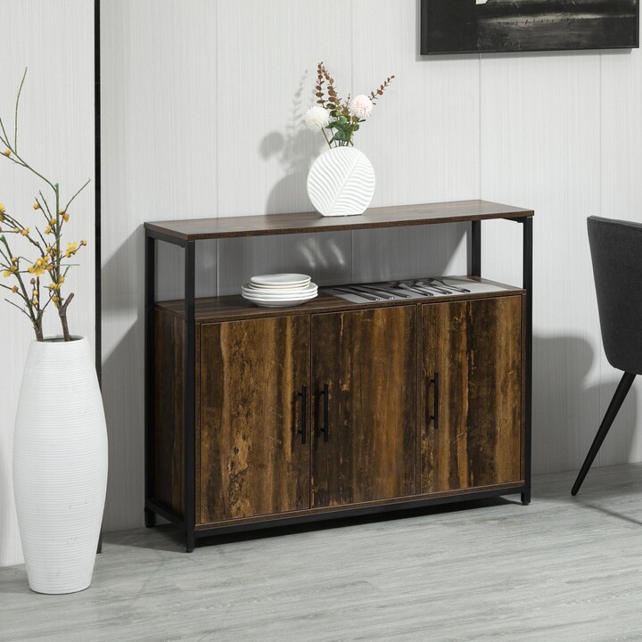 HOMCOM Industrial Kitchen Sideboard, Buffet Cabinet with Storage Open ...